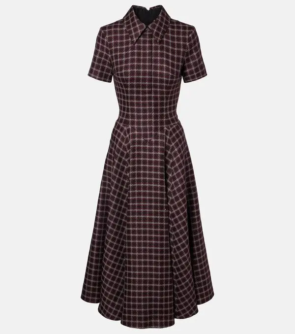 EMILIA WICKSTEAD Jody Houndstooth Wool-blend Midi Dress