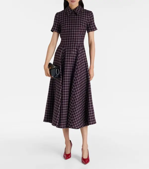 EMILIA WICKSTEAD Jody Houndstooth Wool-blend Midi Dress