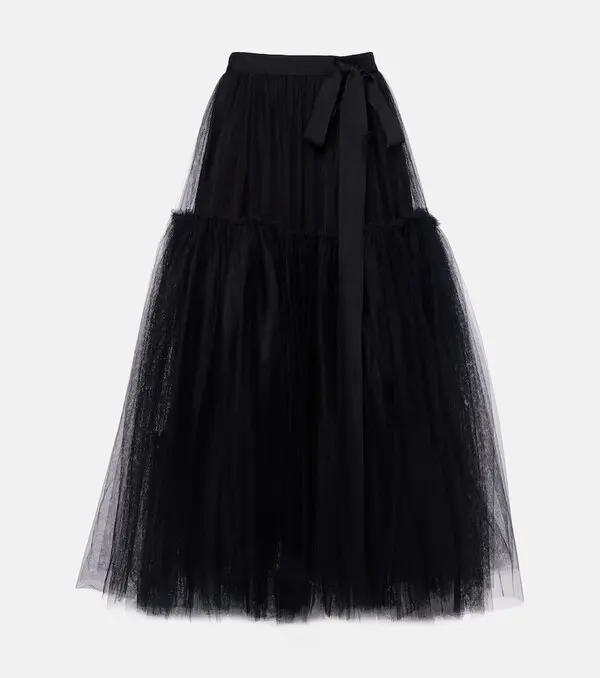 Erdem Belted Tulle Midi Skirt