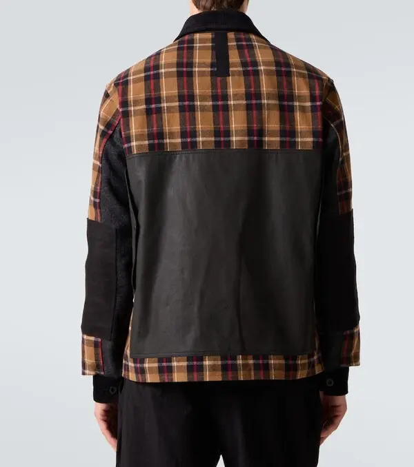 Junya Watanabe Checked Leather-trimmed Cotton Jacket