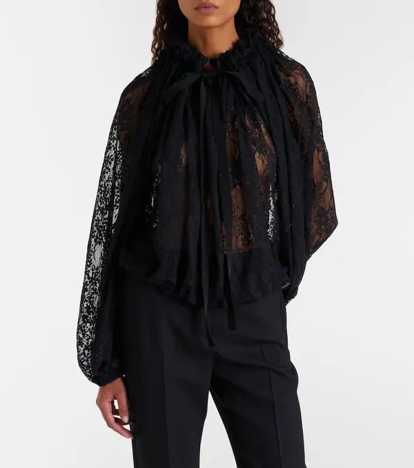 PATOU Floral Lace Blouse