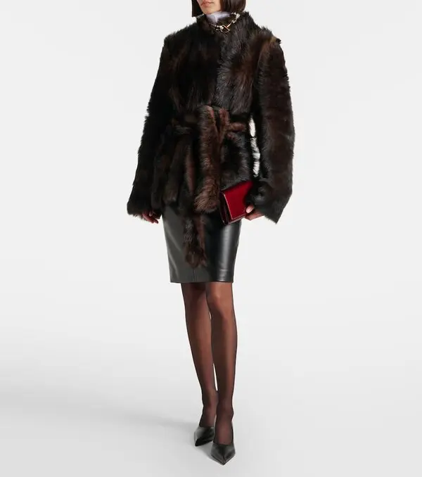 Nour Hammour Elsa Shearling Wrap Coat