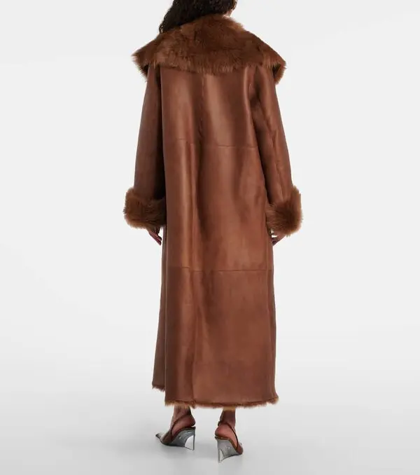 Nour Hammour Marlene Leather And Shearling Coat