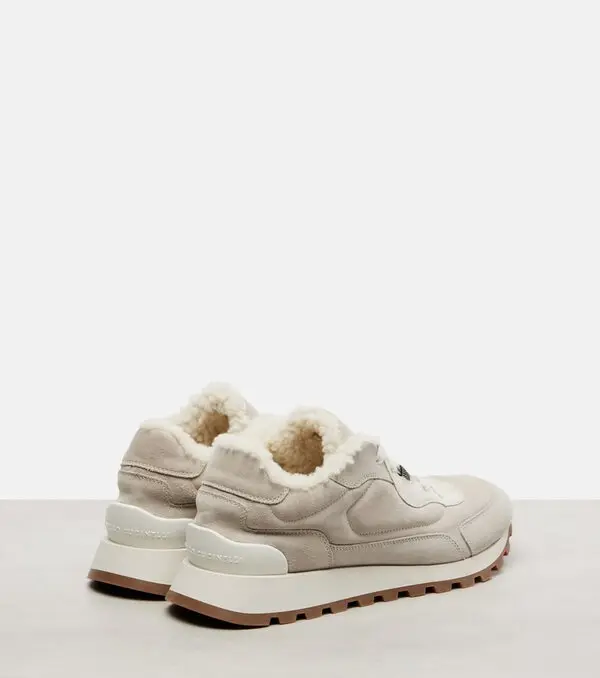 Brunello Cucinelli Shearling-lined Suede Low-top Sneakers