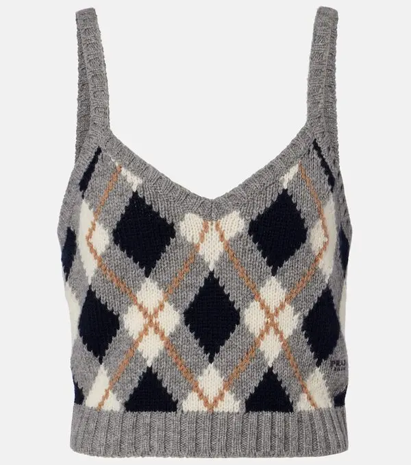 Prada Argyle Cashmere Crop Top