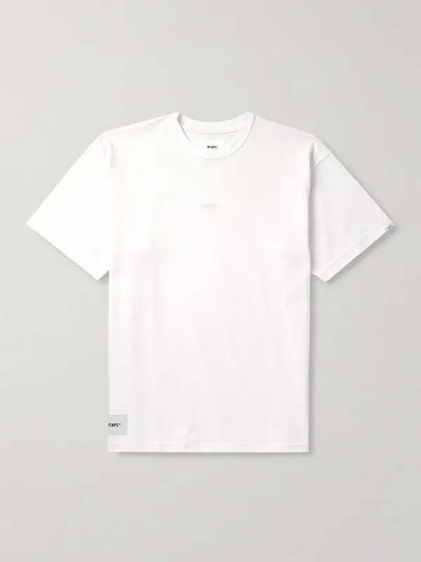 WTAPS Logo-appliquéd Cotton-jersey T-shirt - White
