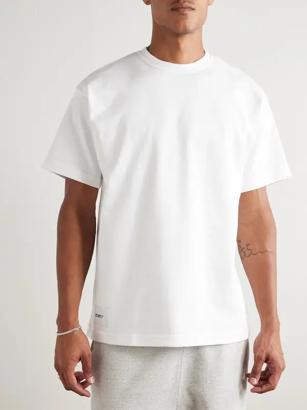 WTAPS Logo-appliquéd Cotton-jersey T-shirt - White