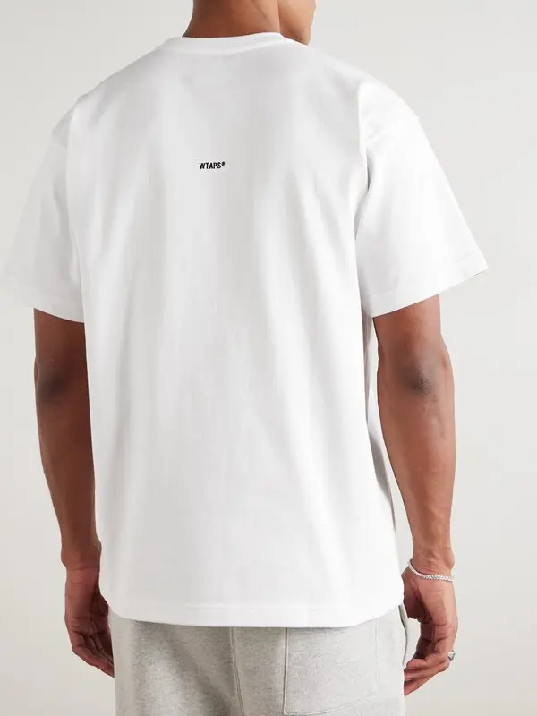 WTAPS Logo-appliquéd Cotton-jersey T-shirt - White