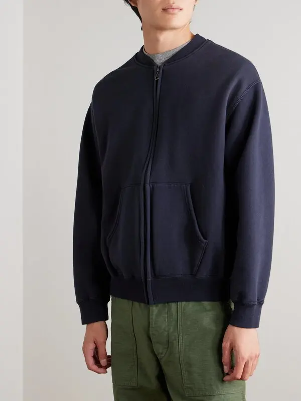 ORSLOW Cotton-jersey Zip-up Sweatshirt - Blue