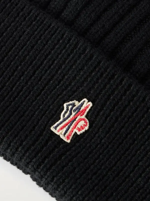 Moncler Logo-appliquéd Ribbed Virgin Wool Beanie