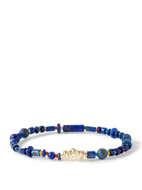 Luis Morais 14-karat Gold, Lapis Lazuli And Glass Beaded Bracelet - Blue