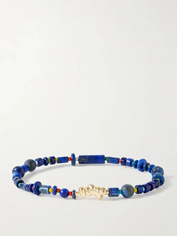 Luis Morais 14-karat Gold, Lapis Lazuli And Glass Beaded Bracelet - Blue