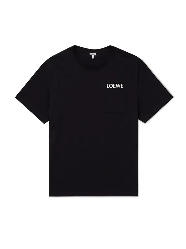 Loewe Logo-embroidered Cotton-jersey T-shirt - Black