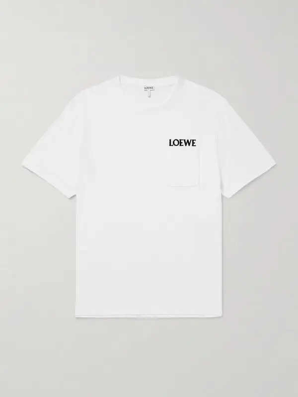 Loewe Logo-embroidered Cotton-blend Jersey T-shirt - White