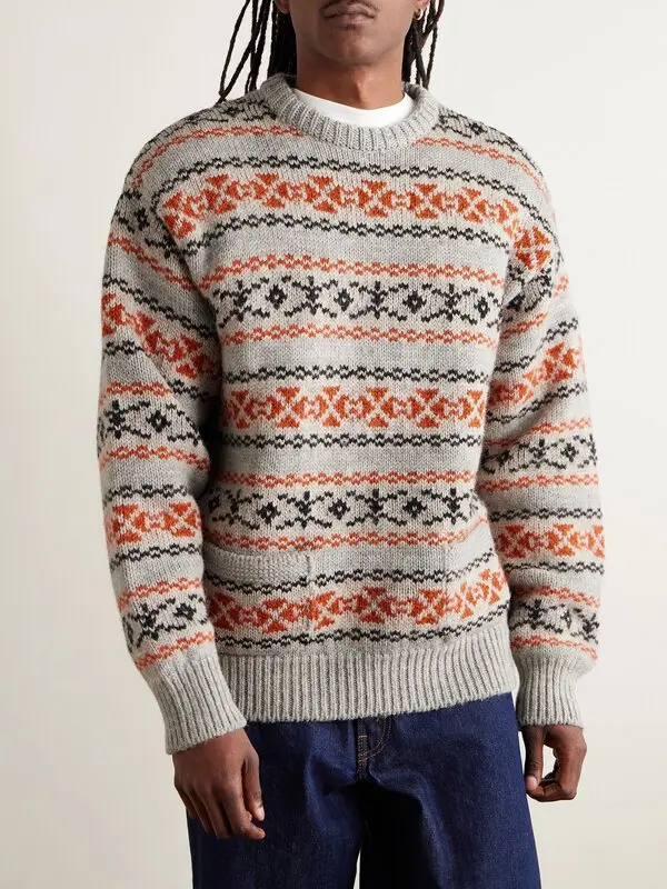 Kapital Fair Isle Wool Sweater - Orange