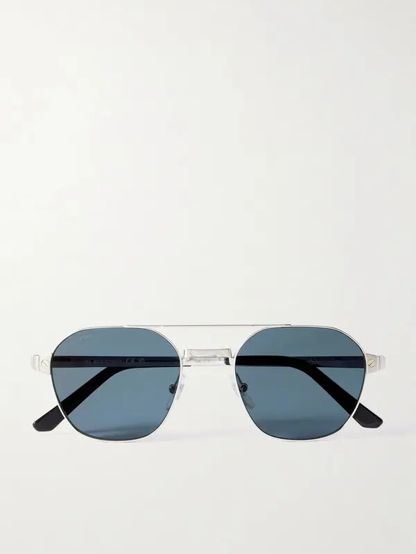 Cartier Santos De Aviator-style Sunglasses - Silver