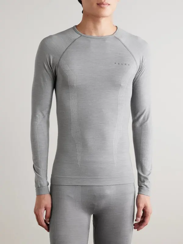 Falke Printed Ski Base Layer - Gray