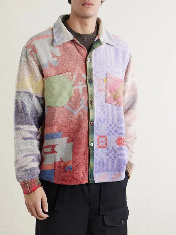 GALLERY DEPT. Marley Retouche Distressed Patchwork Checked Cotton-blend Shirt