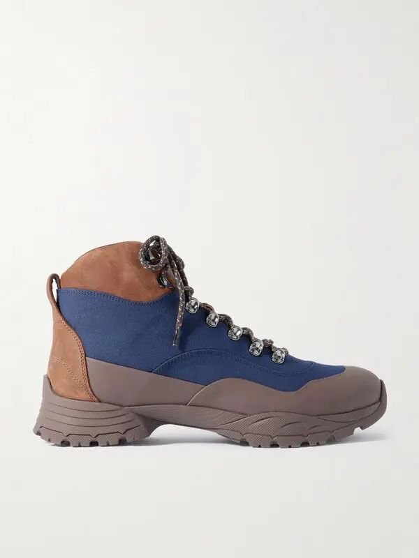 Brunello Cucinelli Rubber And Suede-trimmed Ripstop Lace-up Boots
