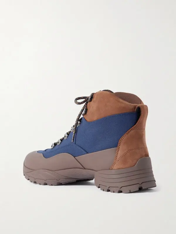 Brunello Cucinelli Rubber And Suede-trimmed Ripstop Lace-up Boots