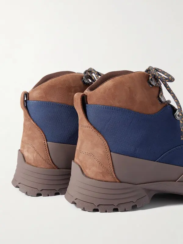 Brunello Cucinelli Rubber And Suede-trimmed Ripstop Lace-up Boots