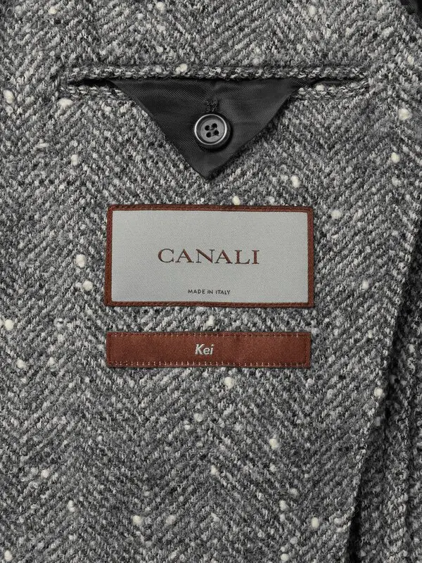 Canali Kei Herringbone Wool-blend Blazer