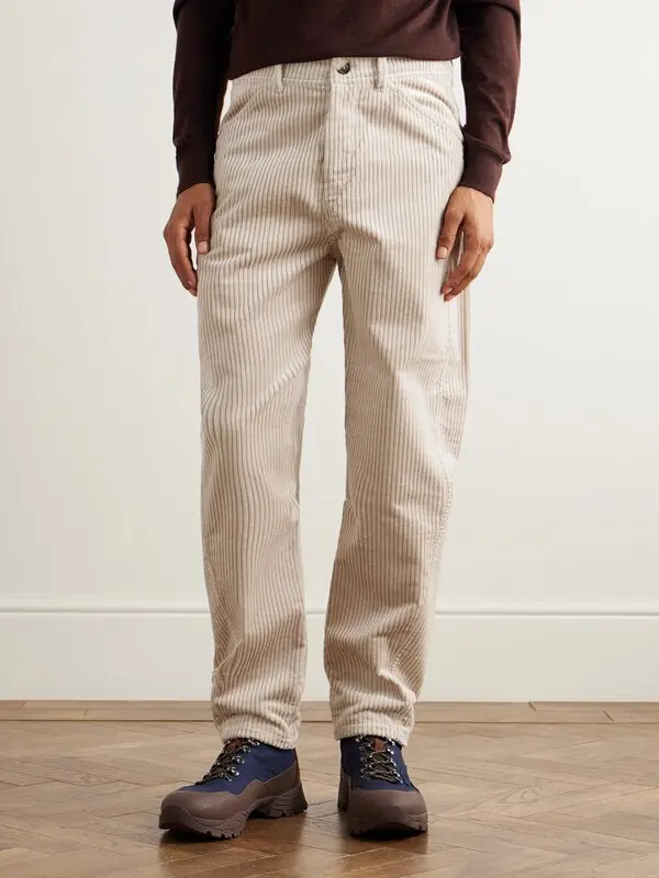 Brunello Cucinelli Slim-fit Tapered Cotton-corduroy Trousers - Neutrals