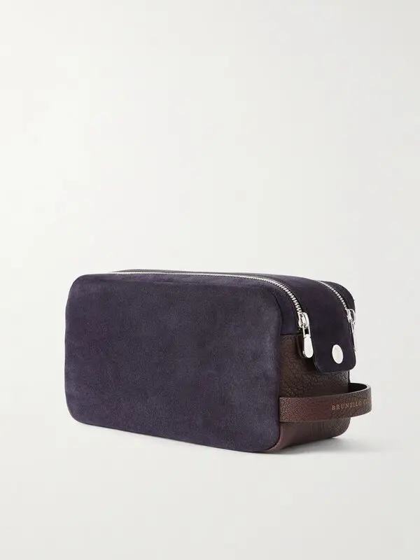 Brunello Cucinelli Leather-trimmed Suede Wash Bag