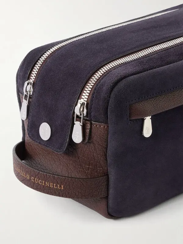Brunello Cucinelli Leather-trimmed Suede Wash Bag