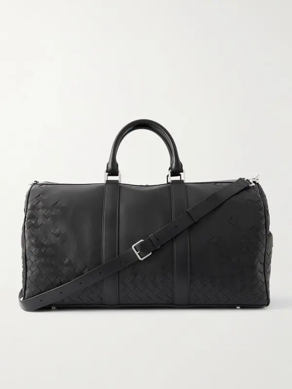 Bottega Veneta Intrecciato Leather Weekend Bag - Black