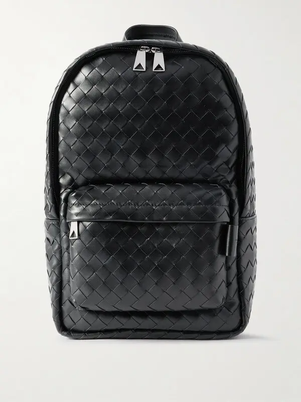 Bottega Veneta Intrecciato Leather Backpack - Black