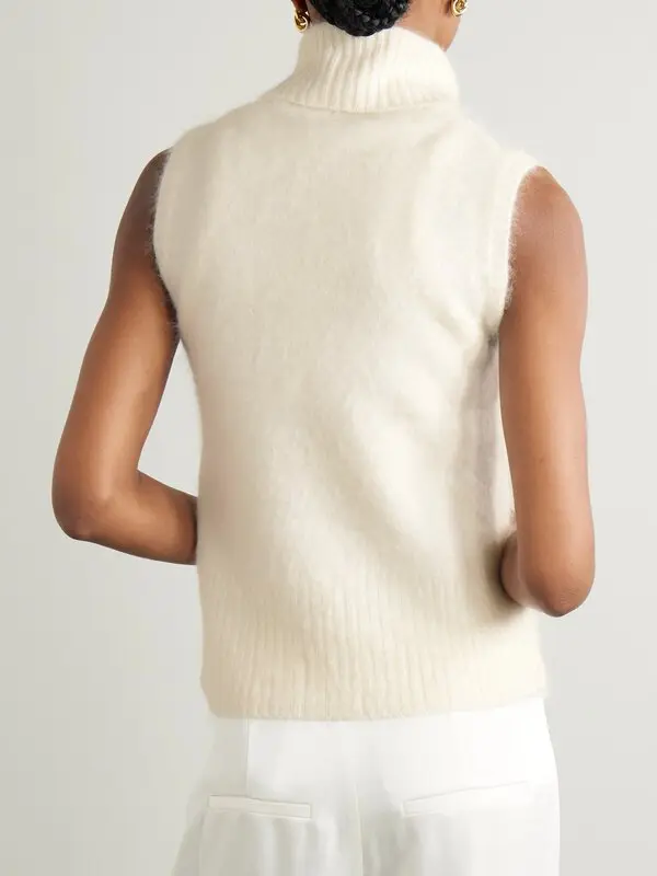 Veronica Beard Mazzy Brushed-cashmere Turtleneck Tank - Neutrals