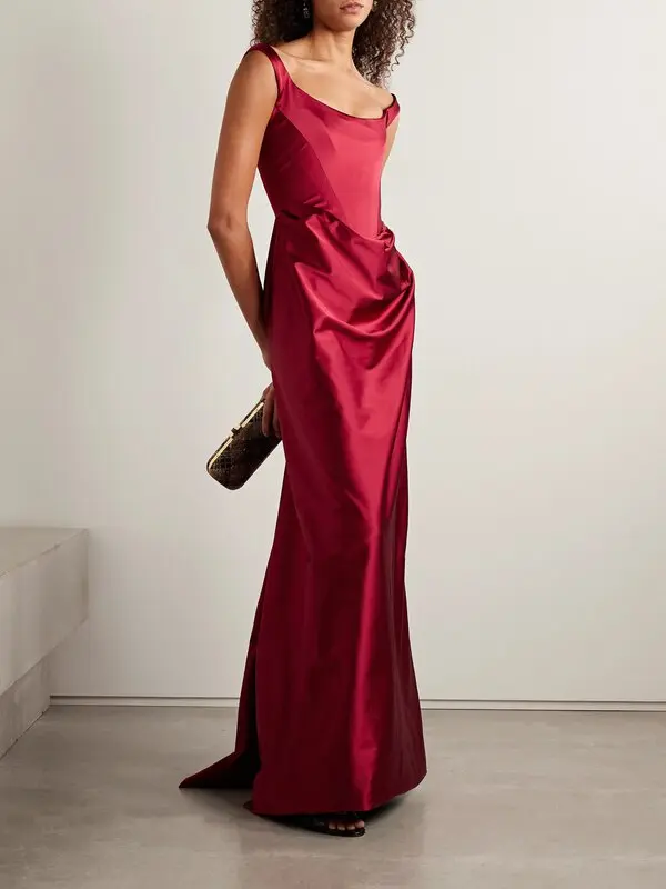 open lace back dress Vivienne Westwood Anglomania Russet Red Asymmetric Fond Dress