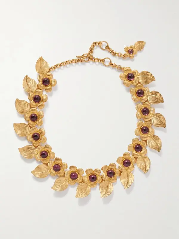 SONIA PETROFF Retro Floral Gold-plated Resin Necklace - Pink
