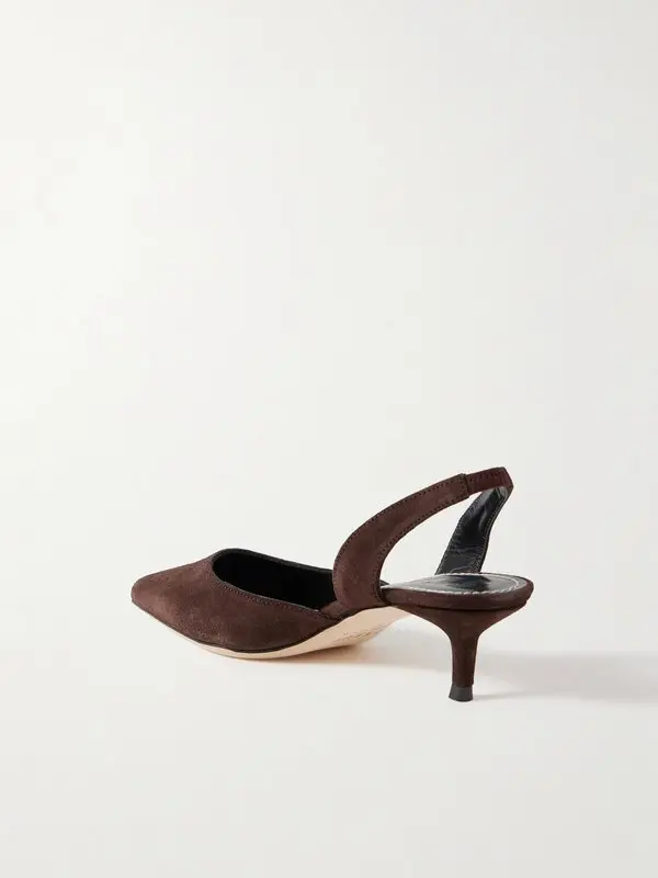 Staud Sebastian Suede Slingback Pumps - Brown