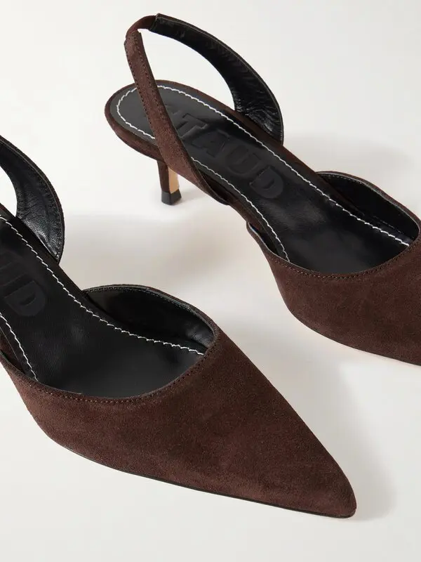 Staud Sebastian Suede Slingback Pumps - Brown