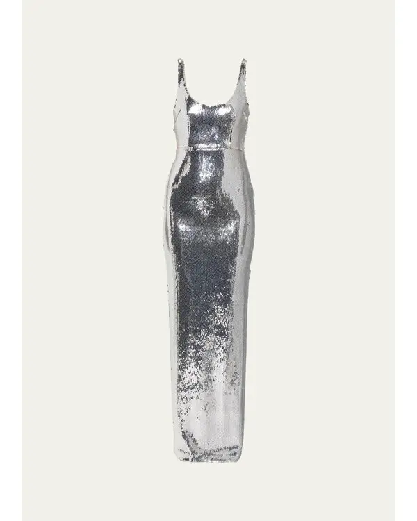 Alex Perry Sleeveless Sequined Gown