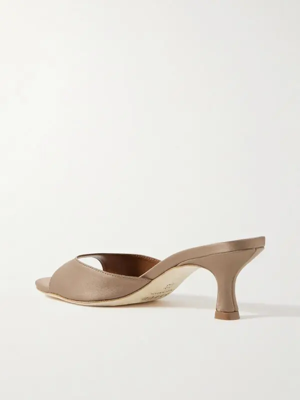 Staud Brigitte Satin Mules - Brown