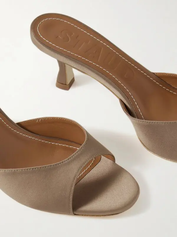 Staud Brigitte Satin Mules - Brown