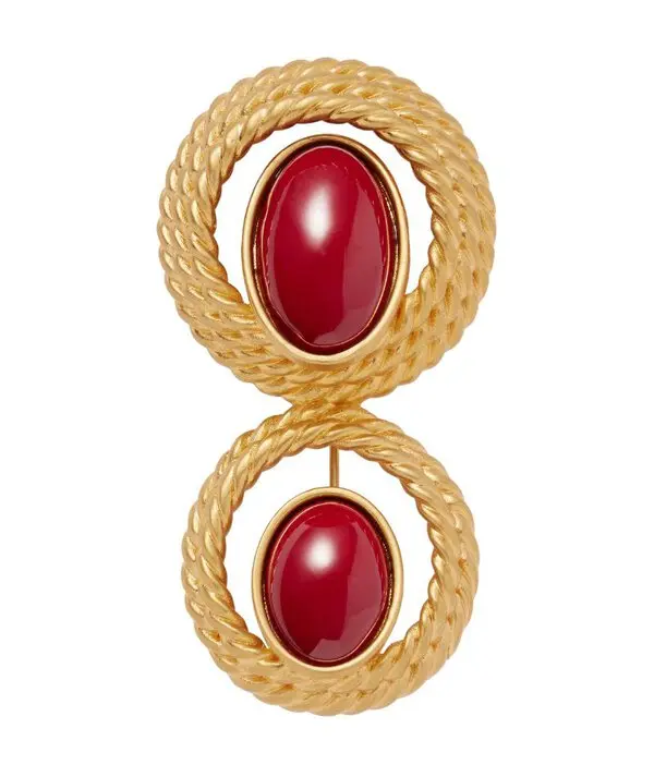 SONIA PETROFF Nest Gold-plated Enamel Brooch - Burgundy