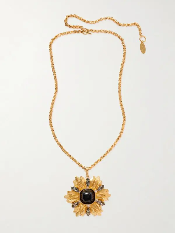 SONIA PETROFF Lily Gold-plated, Enamel And Crystal Necklace - Black