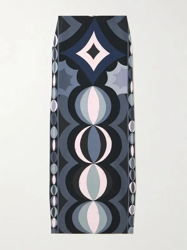 Emilio Pucci Printed Stretch-scuba Maxi Skirt - Blue