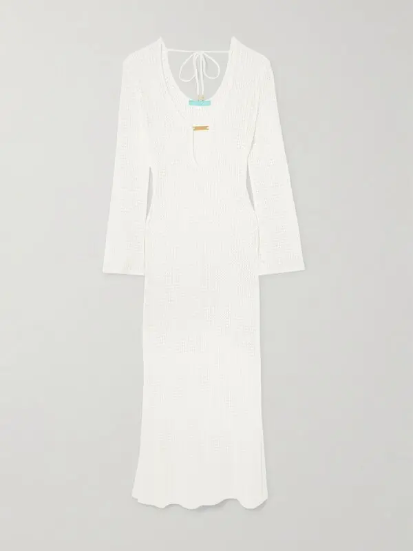 Melissa Odabash Casey Embellished Open-knit Coverup - White