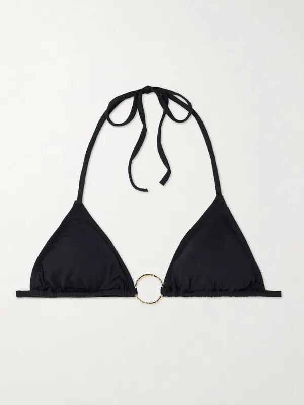 Melissa Odabash Miami Embellished Triangle Bikini Top - Black