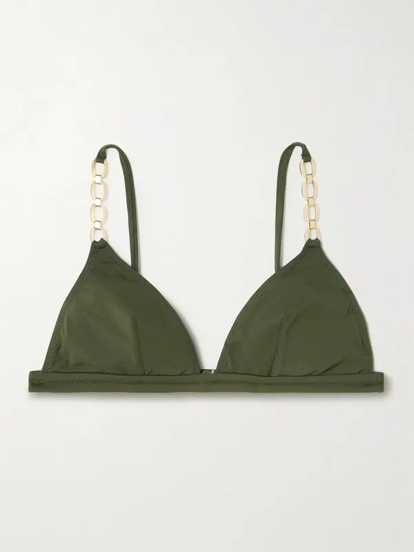 Melissa Odabash Mexico Embellished Triangle Bikini Top - Green