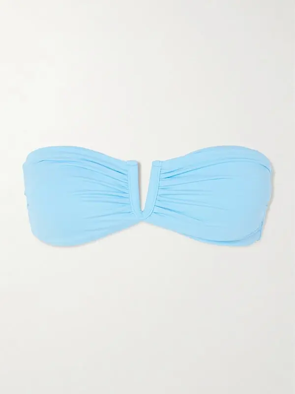 Melissa Odabash Alba Ruched Bandeau Bikini Top - Blue