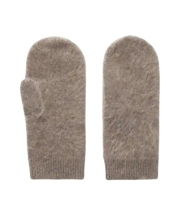 LISA YANG Brushed-cashmere Mittens - Neutrals