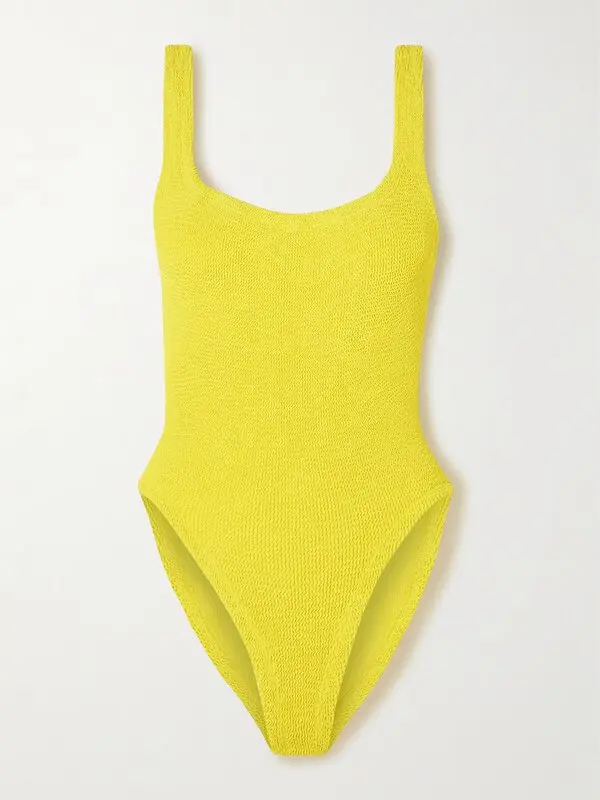Hunza G Square Neck Crinkle Swimsuit - Yellow