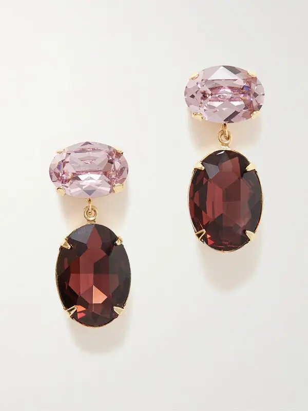 JENNIFER BEHR Lenora Gold-plated Crystal Earrings - Red