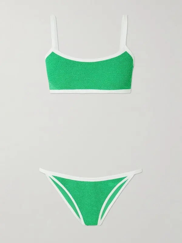 Hunza G Tyler Two-tone Seersucker Bikini - Green